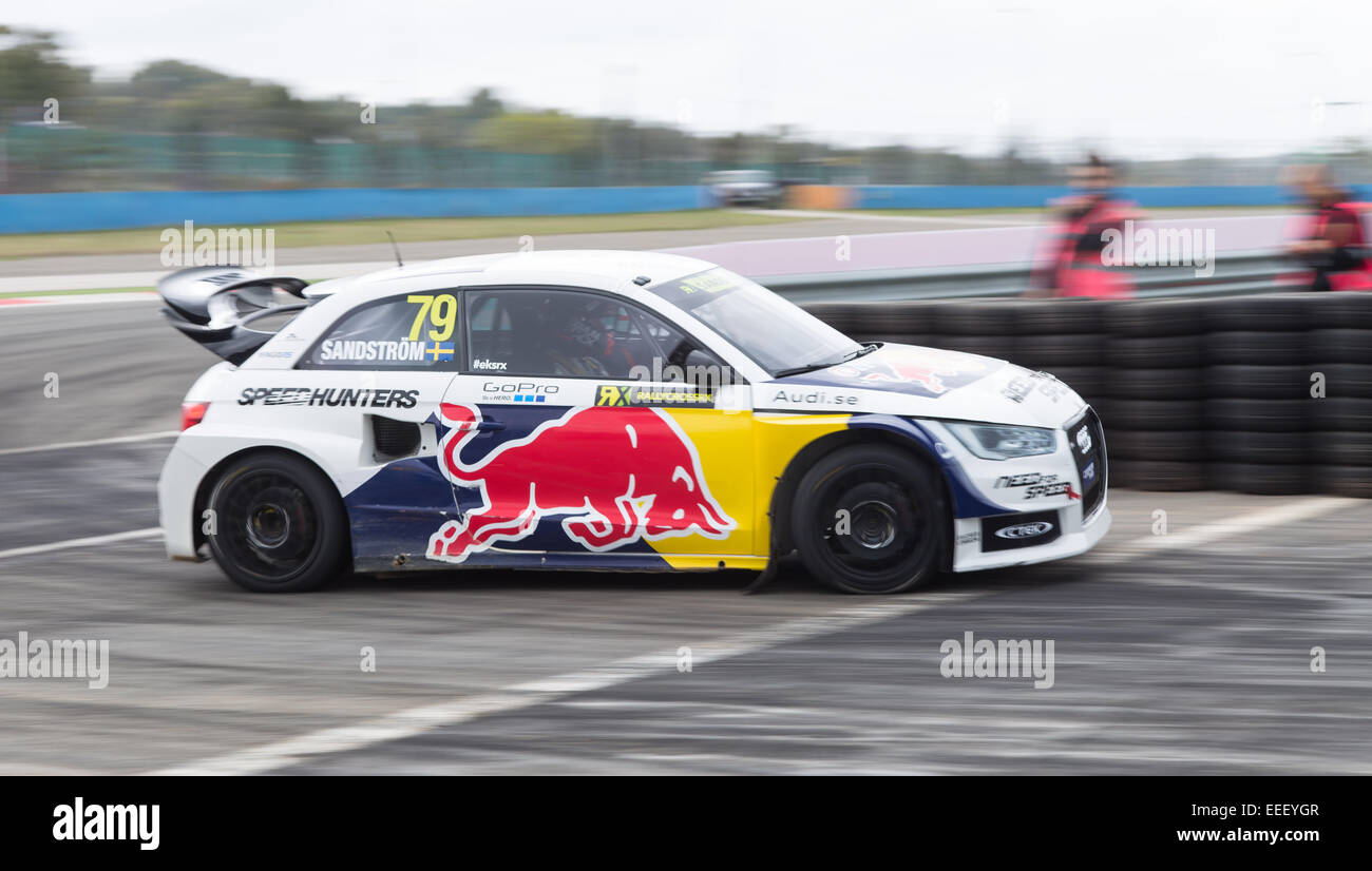 ISTANBUL, TURKEY - OCTOBER 11, 2014: Edward Sandstrom drives Audi S1 of ...