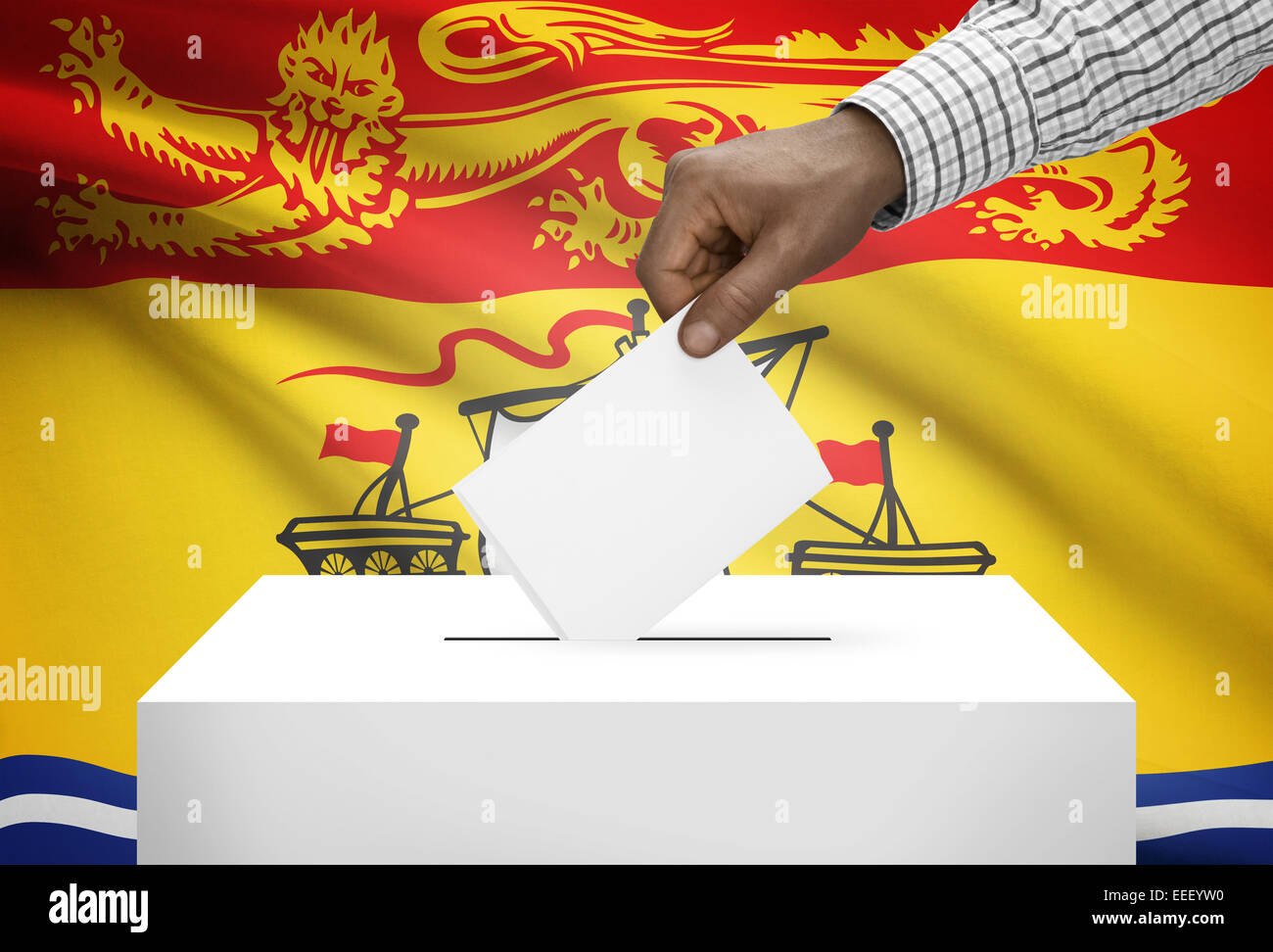 Voting concept - Ballot box with Canadian province flag on background ...
