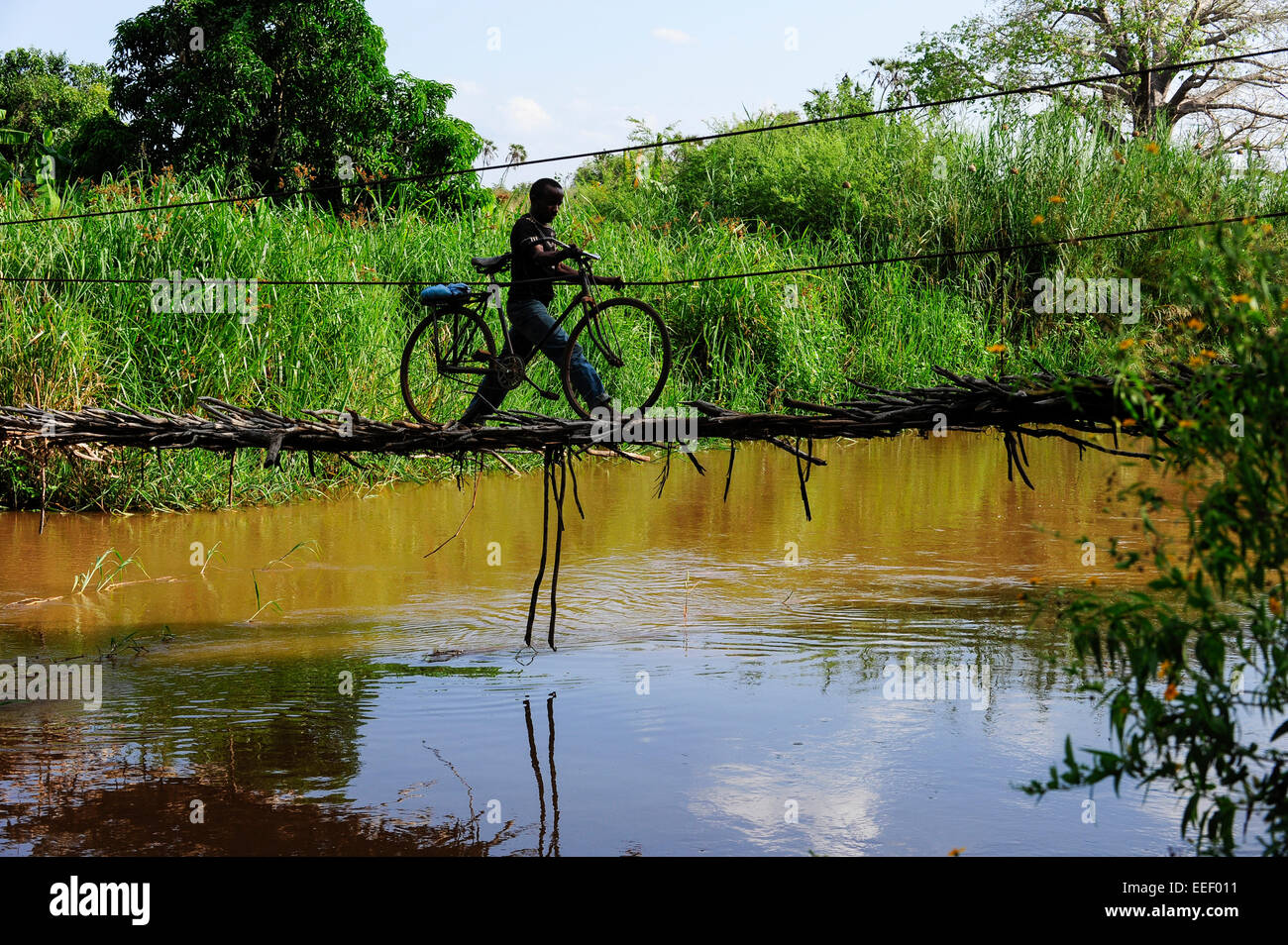 TANZANIA, Korogwe, hanging bridge in Kwalukonge / TANSANIA, Korogwe ...