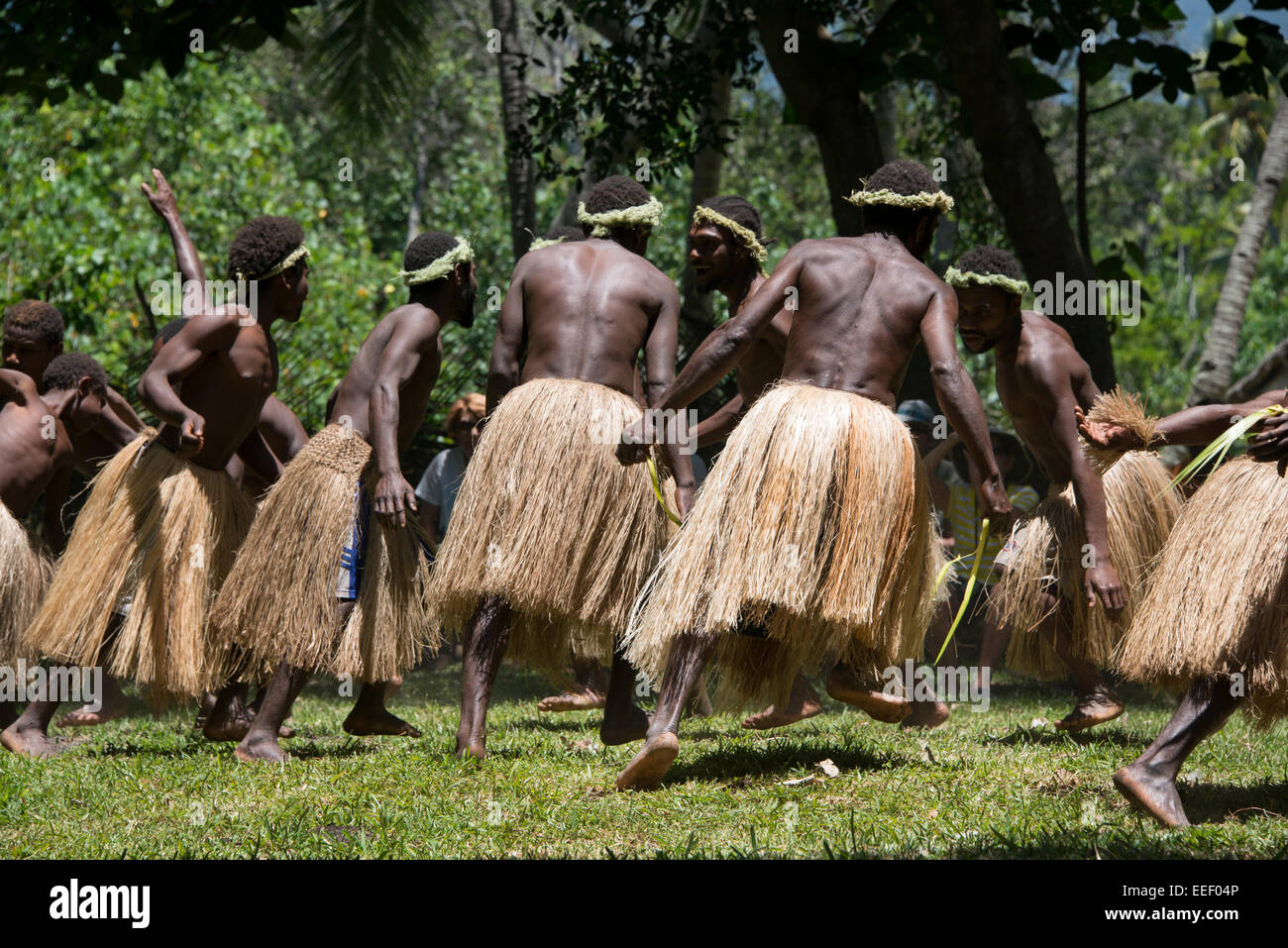 Melanesia, Vanuatu, Tanna Island. Traditional village welcome dance ...