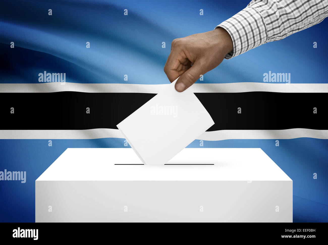 Ballot box with national flag on background - Botswana Stock Photo - Alamy