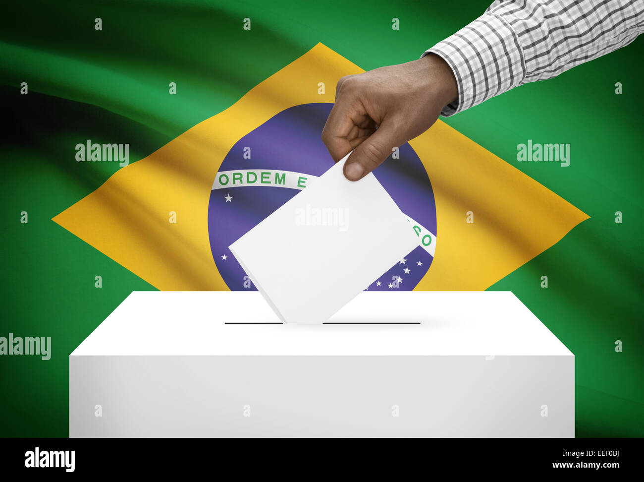 Ballot box with national flag on background - Brazil Stock Photo - Alamy