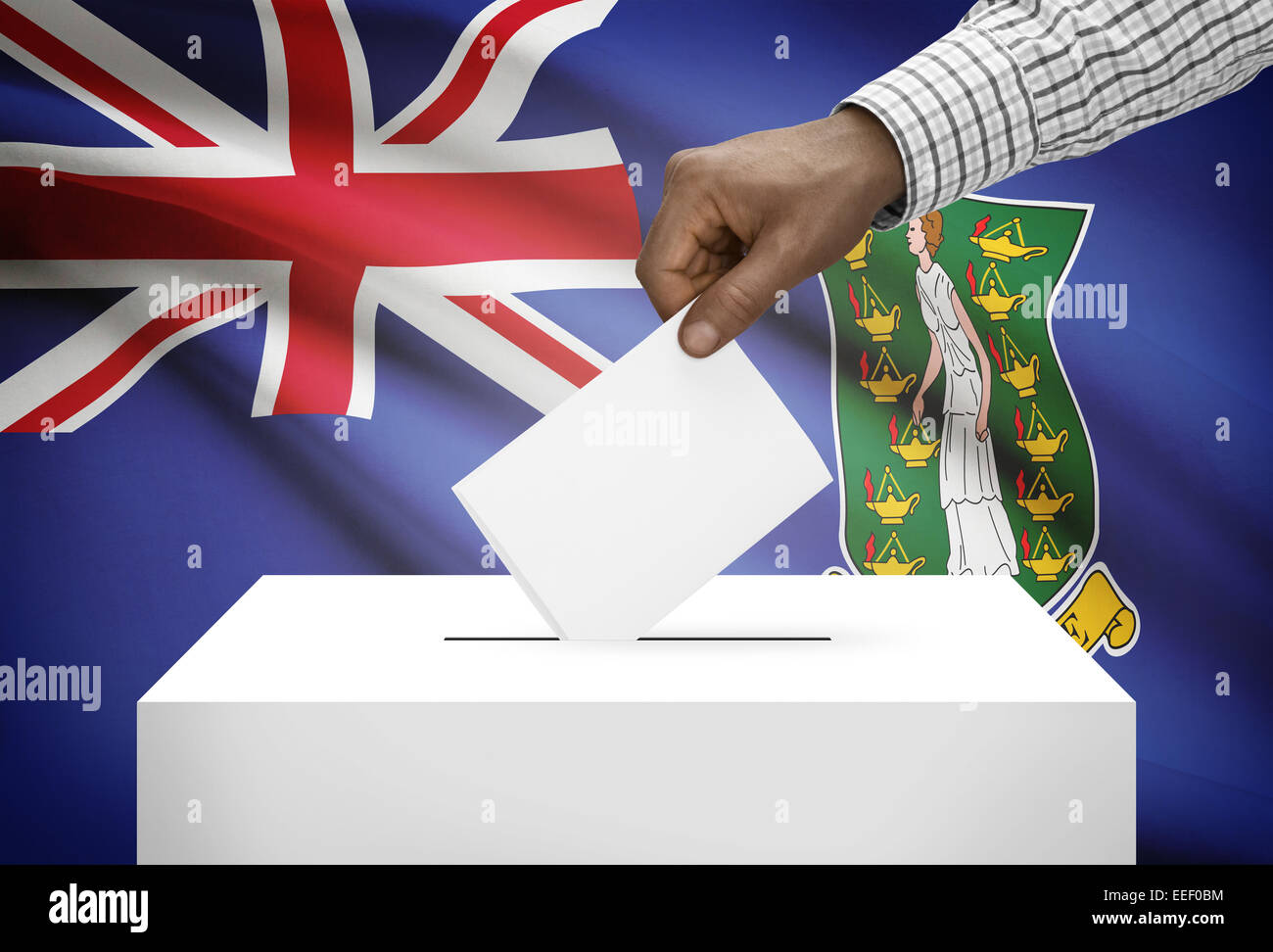 Ballot box with national flag on background - British Virgin Islands ...