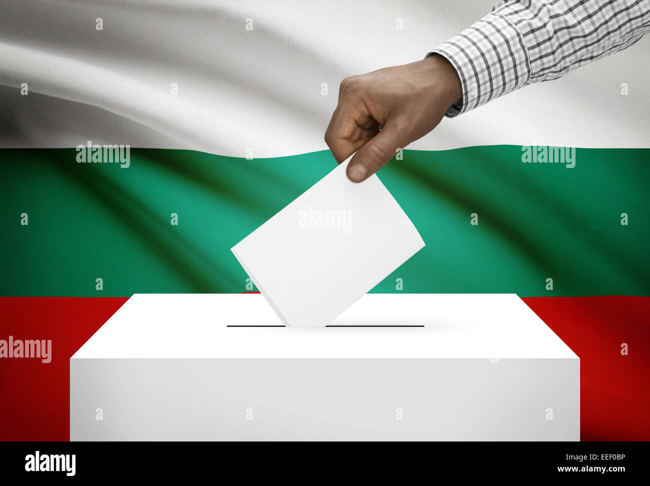Ballot box with national flag on background - Bulgaria Stock Photo - Alamy
