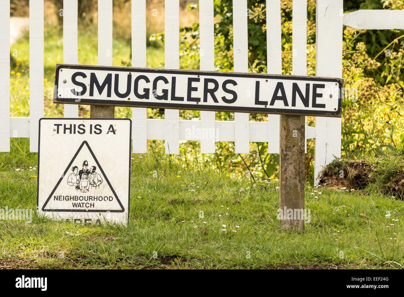 Smugglers Lane - street / road name Stock Photo - Alamy