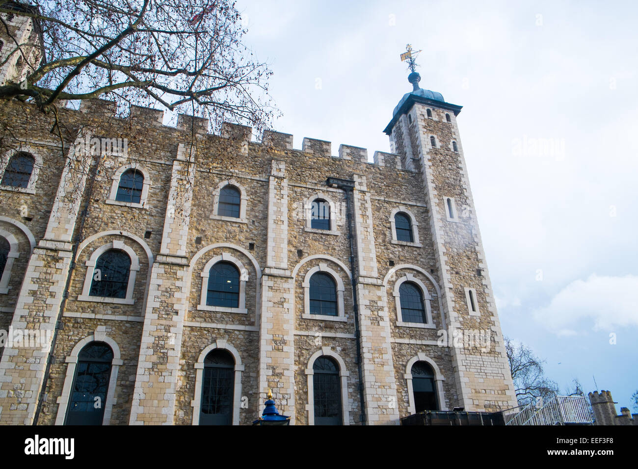 White Tower the central tower of Tower of London, medieval castle keep ...