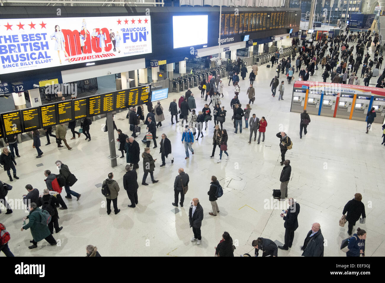 london waterloo railway station and passengers on the concourse,england ...