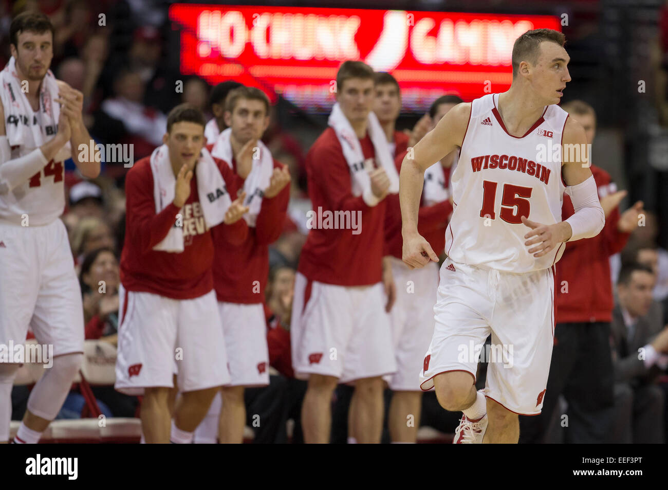January 15, 2015: Wisconsin Badgers forward Sam Dekker #15 during the ...