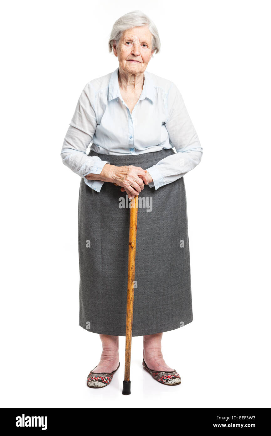 Elderly lady walking stick hi-res stock photography and images - Alamy