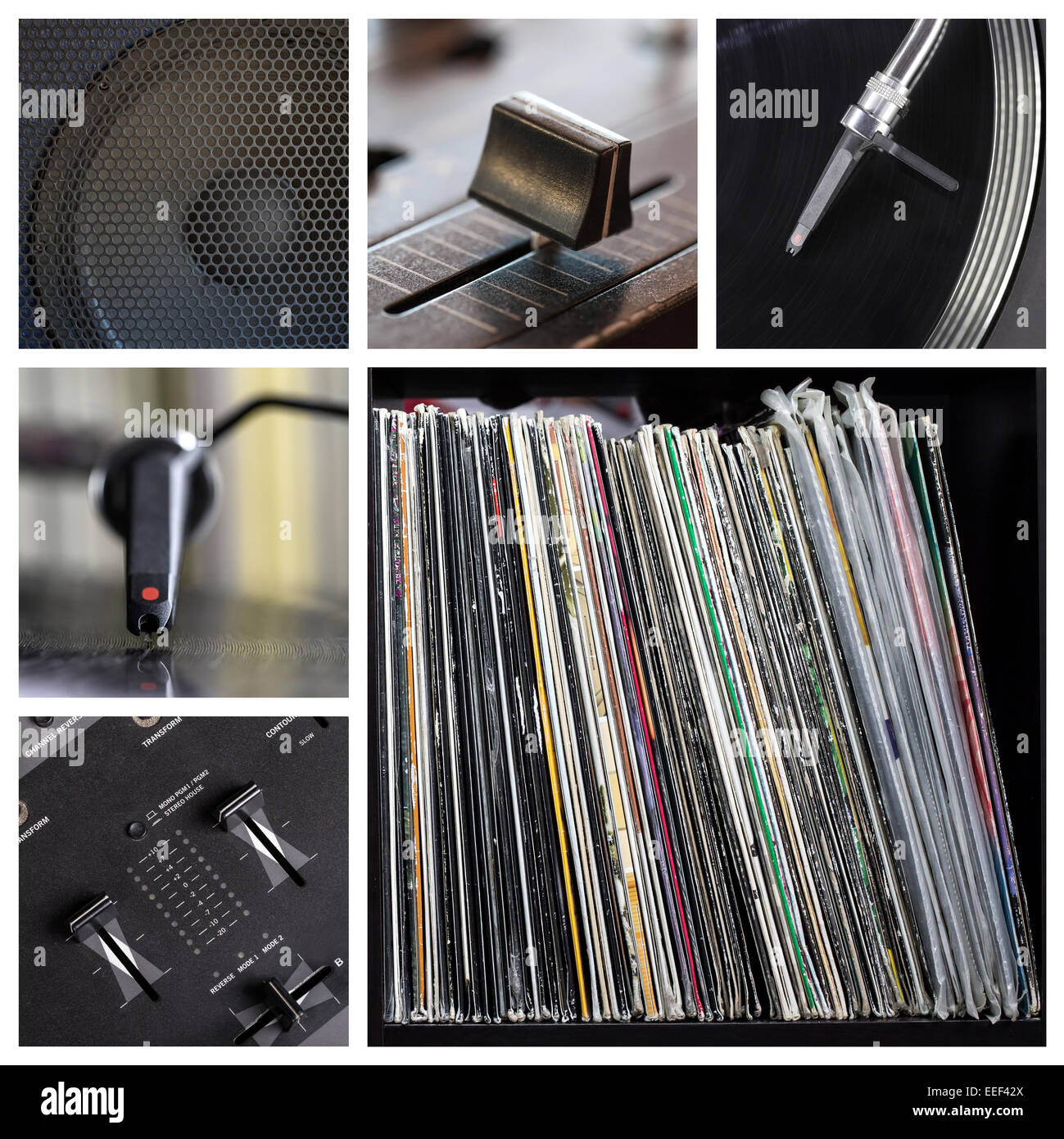 Music club collage with different dj tools Stock Photo - Alamy