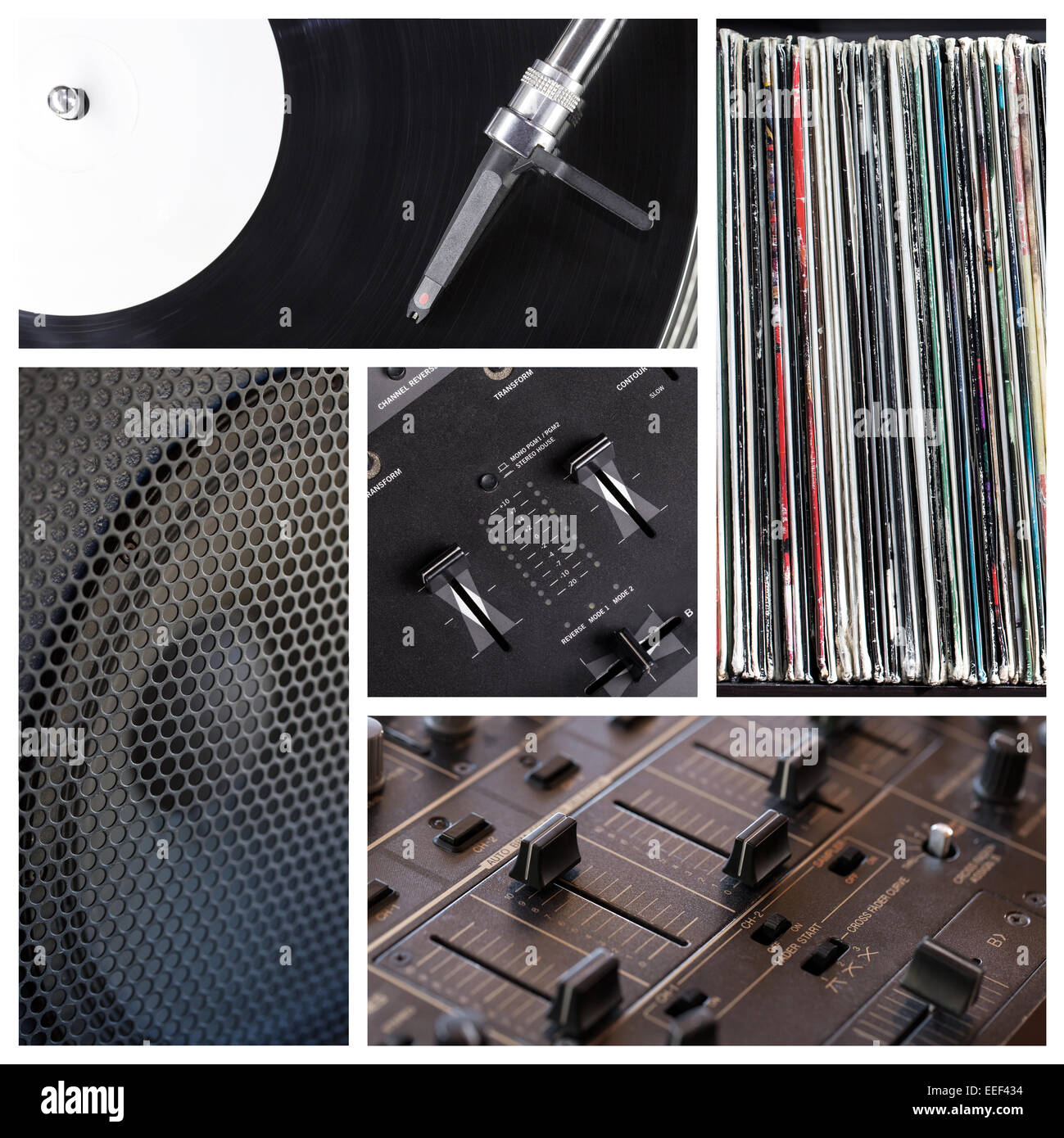 Music club collage with different dj tools Stock Photo - Alamy