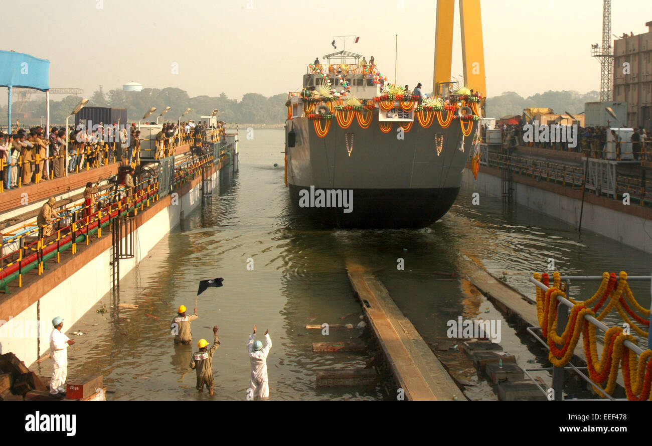 Kolkata, West Bengal, India. 16th Jan, 2015. The third ship of the ...