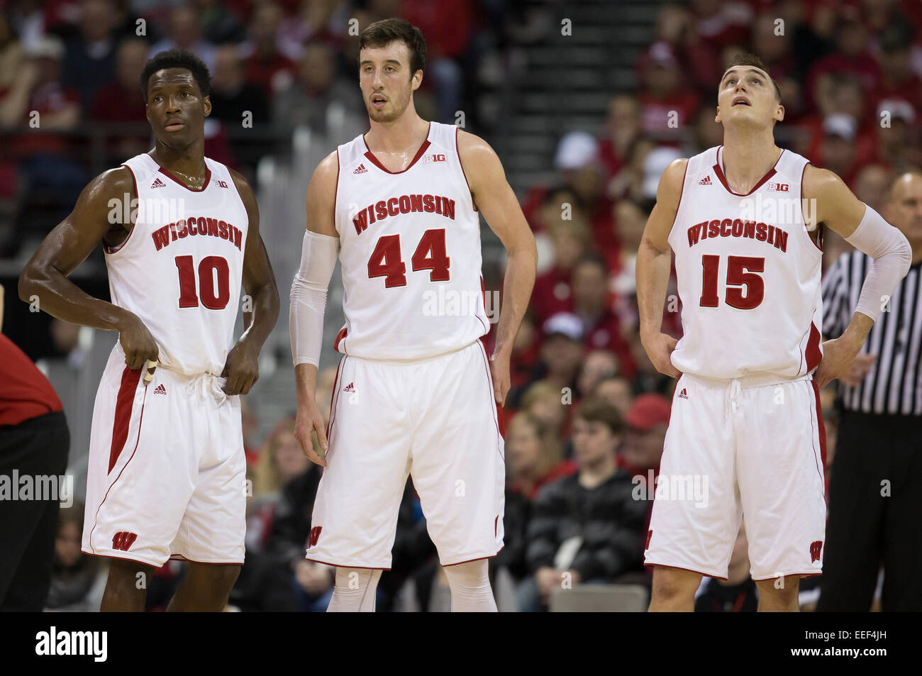 January 15, 2015: Wisconsin Badgers big three Nigel Hayes #10, Frank ...