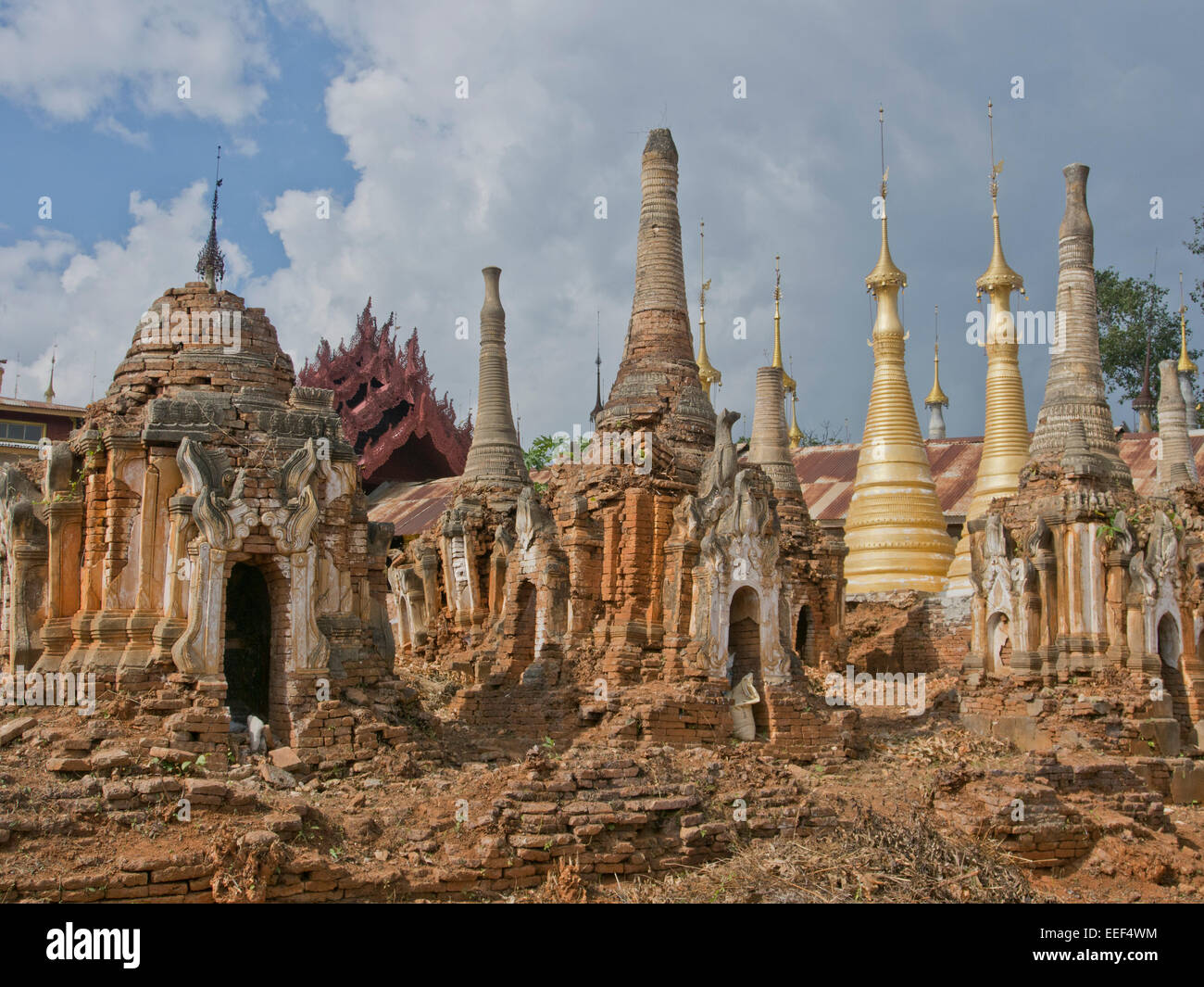 Old Buddhist temples in the Inle lake region, Shan state, Myanmar Stock ...