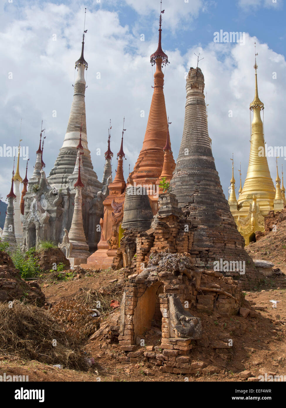 Old Buddhist temples in the Inle lake region, Shan state, Myanmar Stock ...