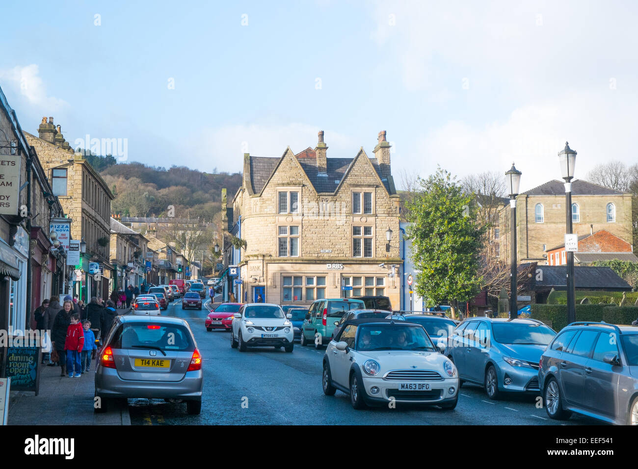 village of Ramsbottom in lancashire,England on a sunny winters day ...
