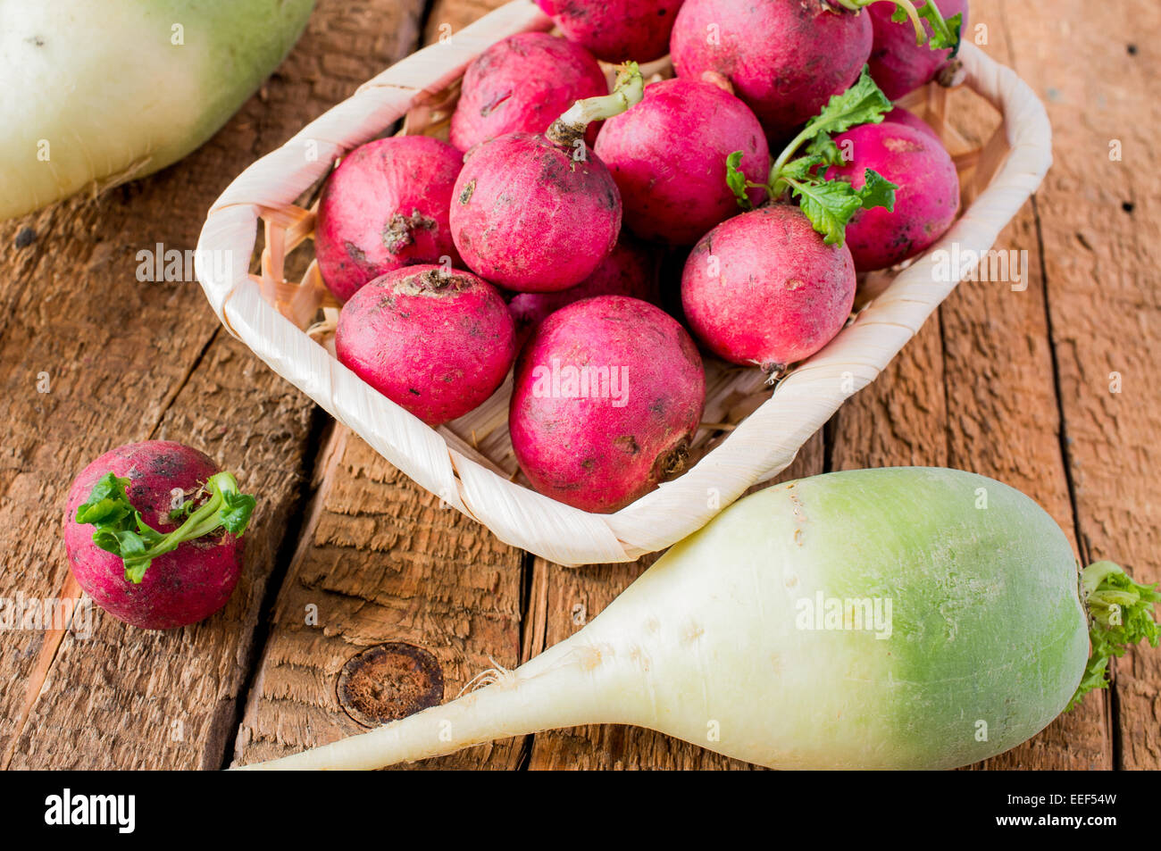 Radishes natural eco-friendly farm. Red and white Stock Photo - Alamy