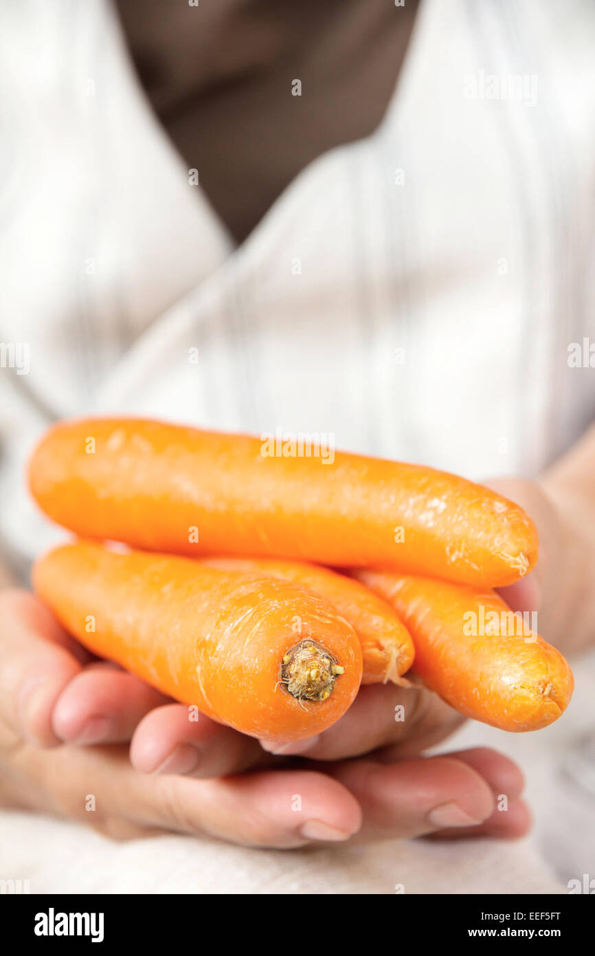 Hand holding carrot hi-res stock photography and images - Alamy