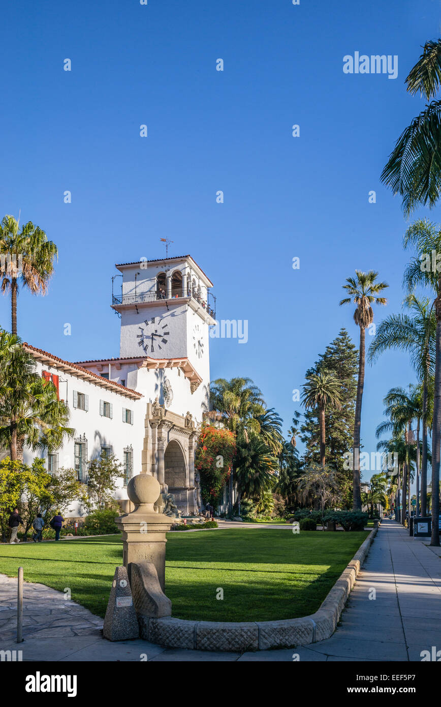 Exterior three-quarter view of the historical Santa Barbara County ...