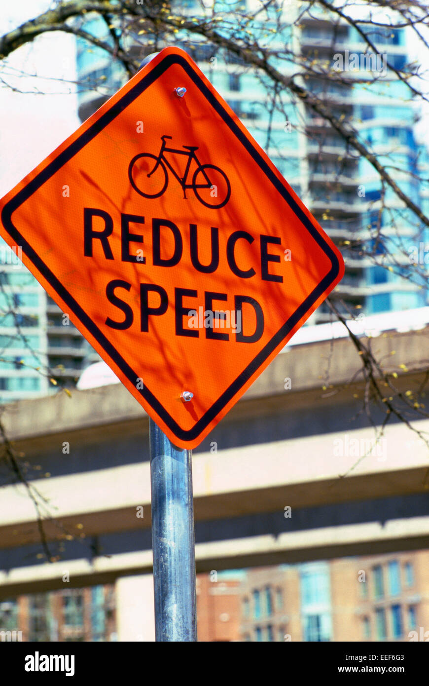 Reduce speed sign hi-res stock photography and images - Alamy