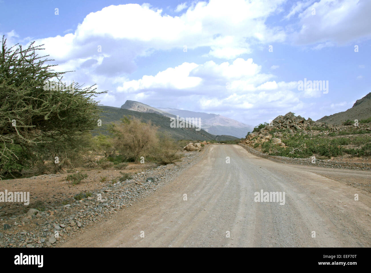 Sultanat Oman Reisen Strasse Schotter Piste Nahe Wadi Tanuf Jebel ...