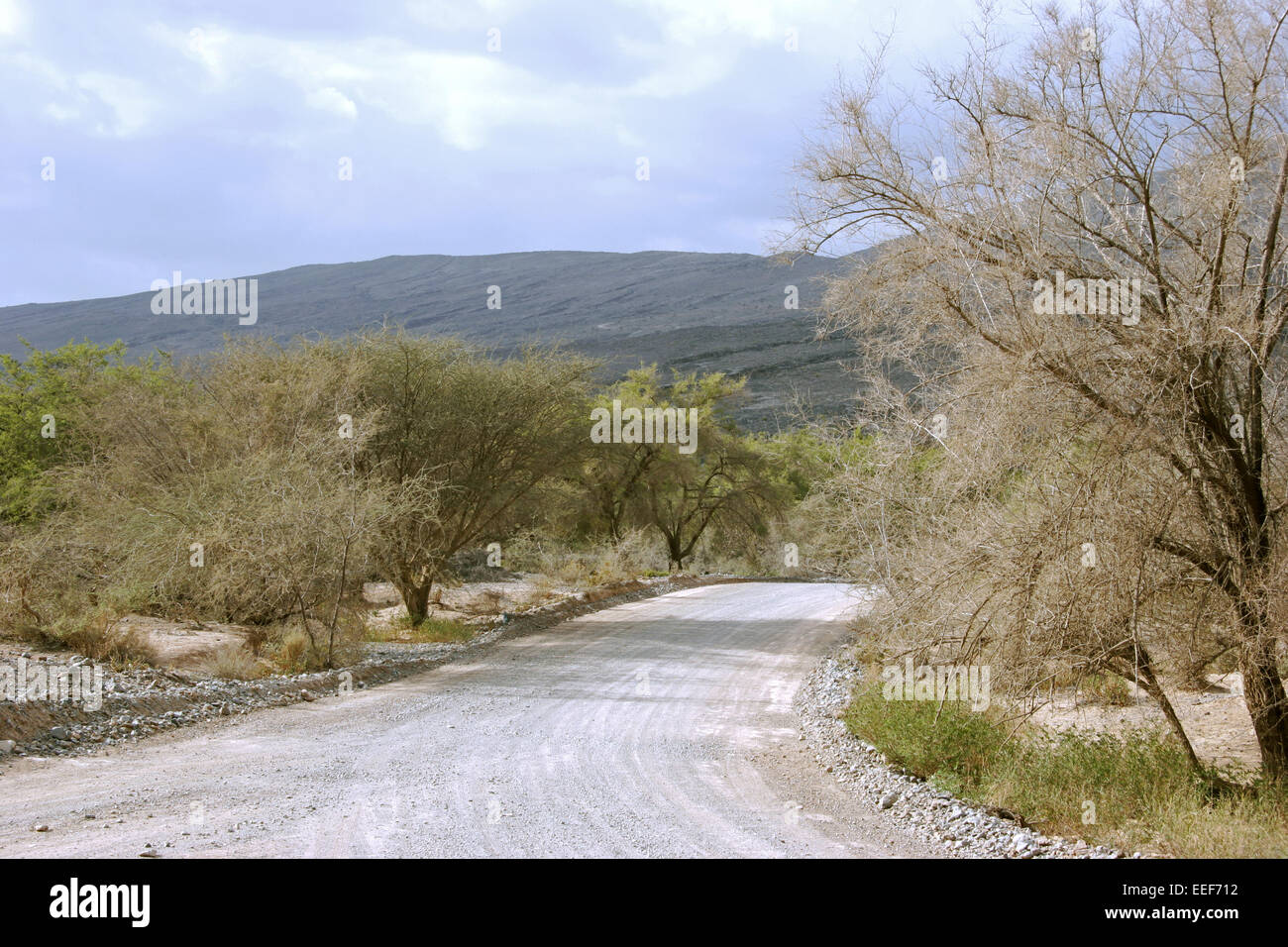 Sultanat Oman Reisen Strasse Schotter Piste Nahe Wadi Tanuf Jebel ...
