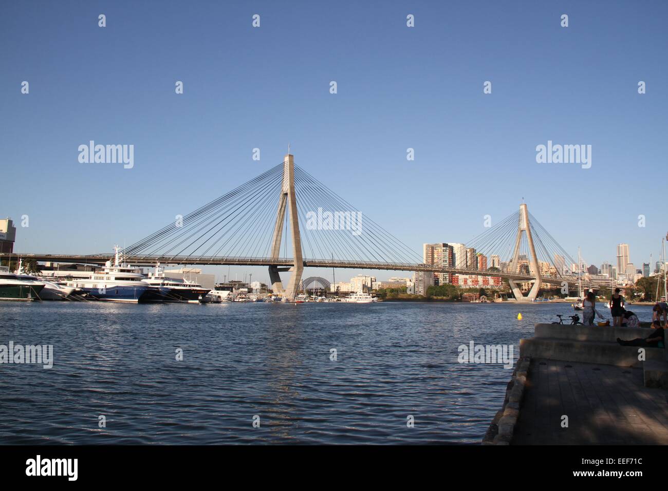 The ANZAC Bridge just before sunset – Glebe, Sydney, Australia Stock ...