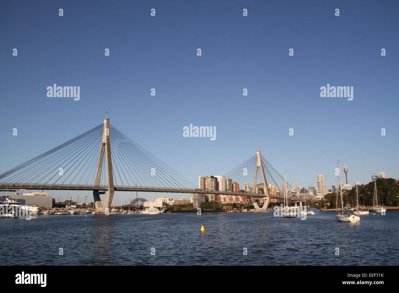 The ANZAC Bridge just before sunset – Glebe, Sydney, Australia Stock ...