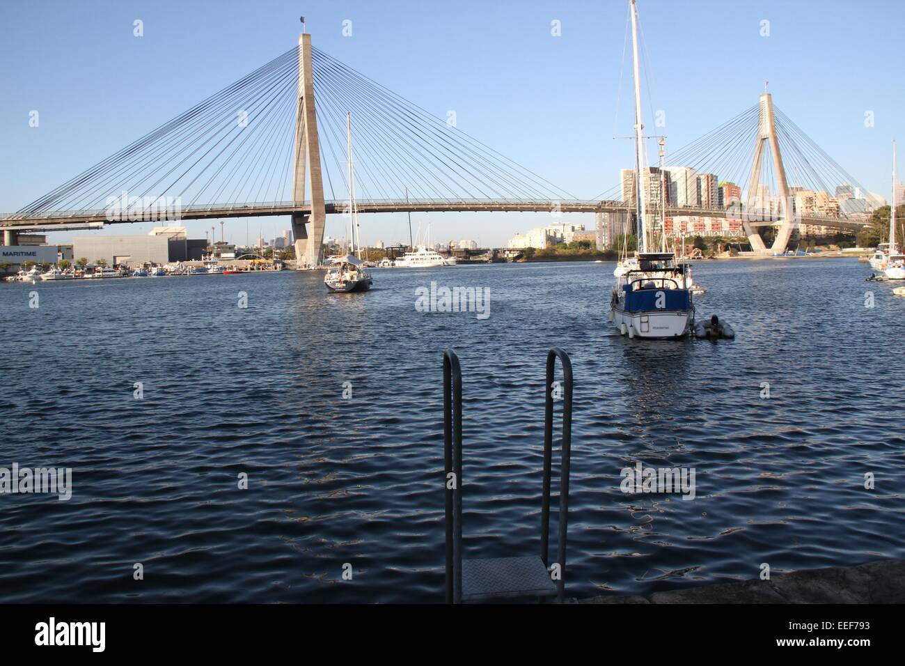 The ANZAC Bridge just before sunset – Glebe, Sydney, Australia Stock ...