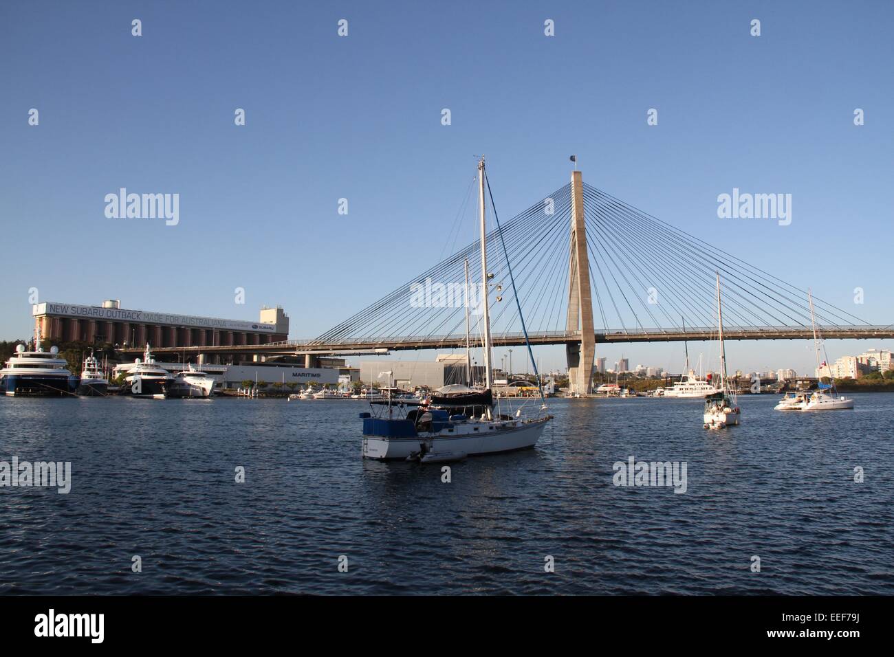 The ANZAC Bridge just before sunset – Glebe, Sydney, Australia Stock ...