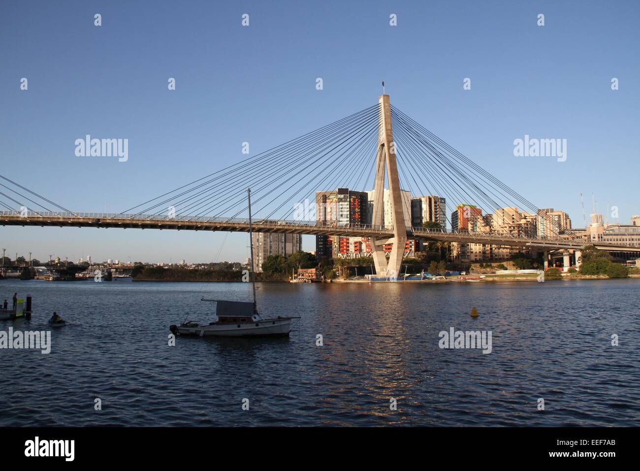 The ANZAC Bridge just before sunset – Glebe, Sydney, Australia Stock ...