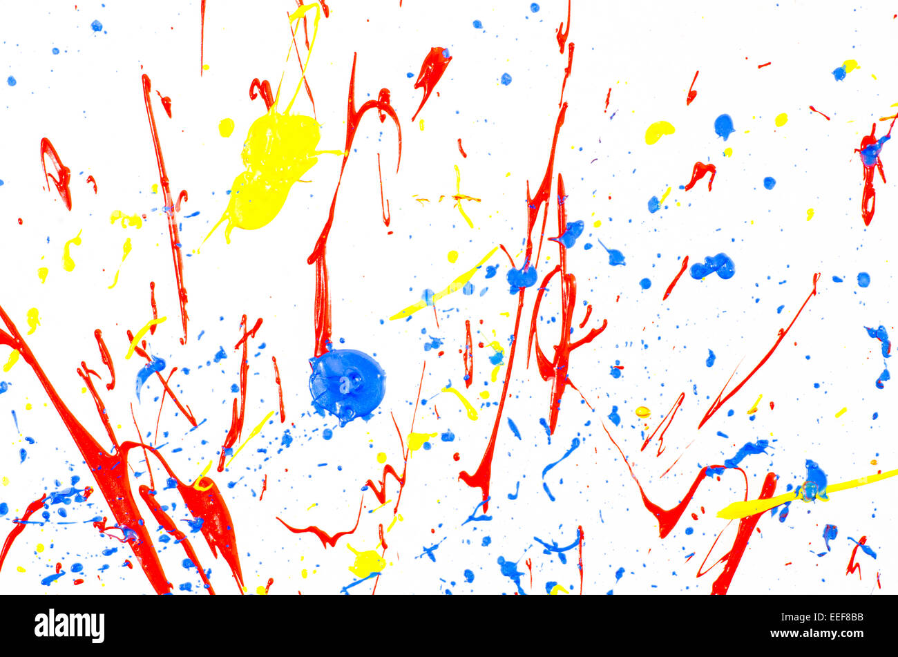 multicolored paint splash on white background Stock Photo - Alamy