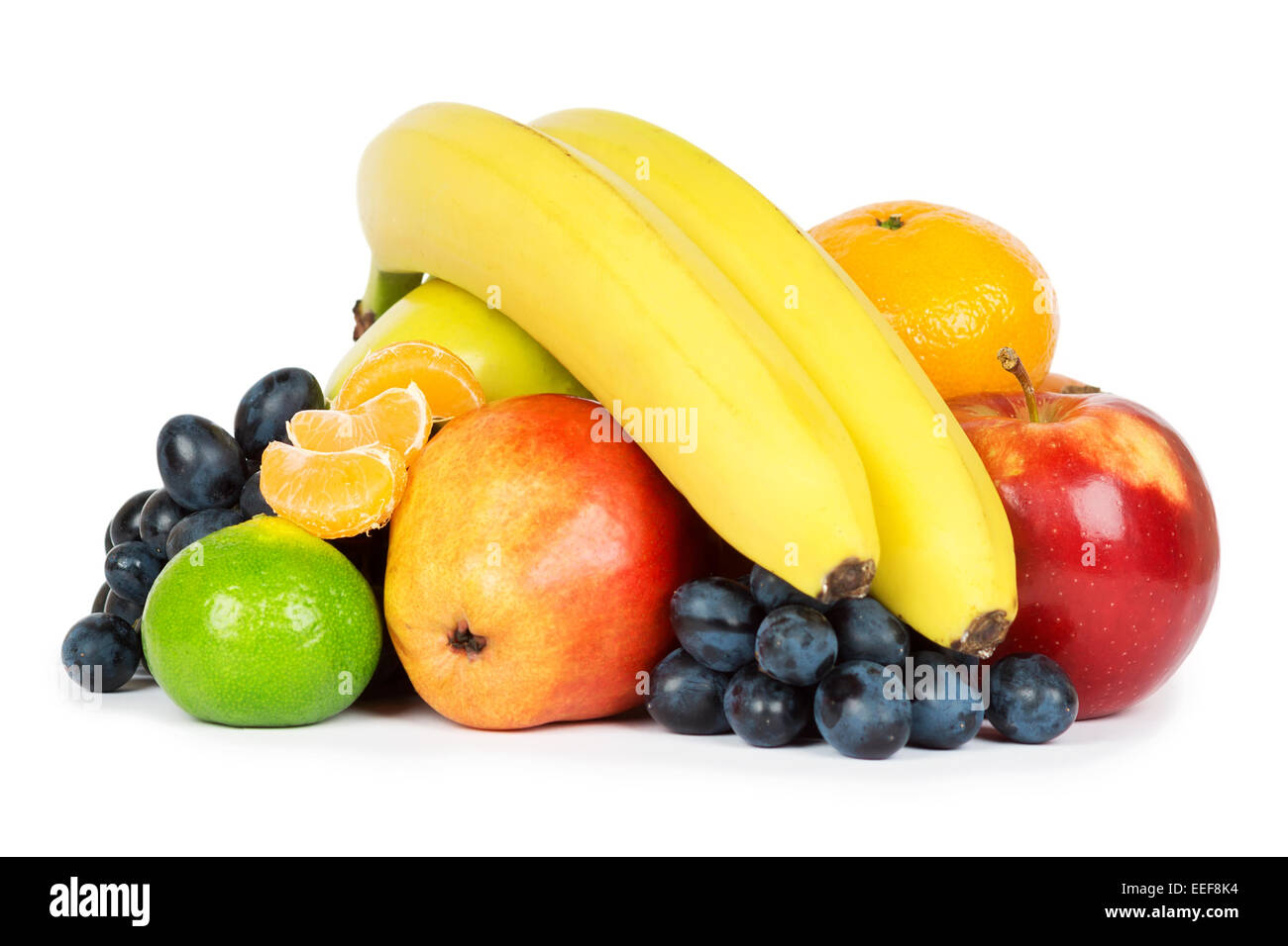 Fresh fruits on white background Stock Photo - Alamy