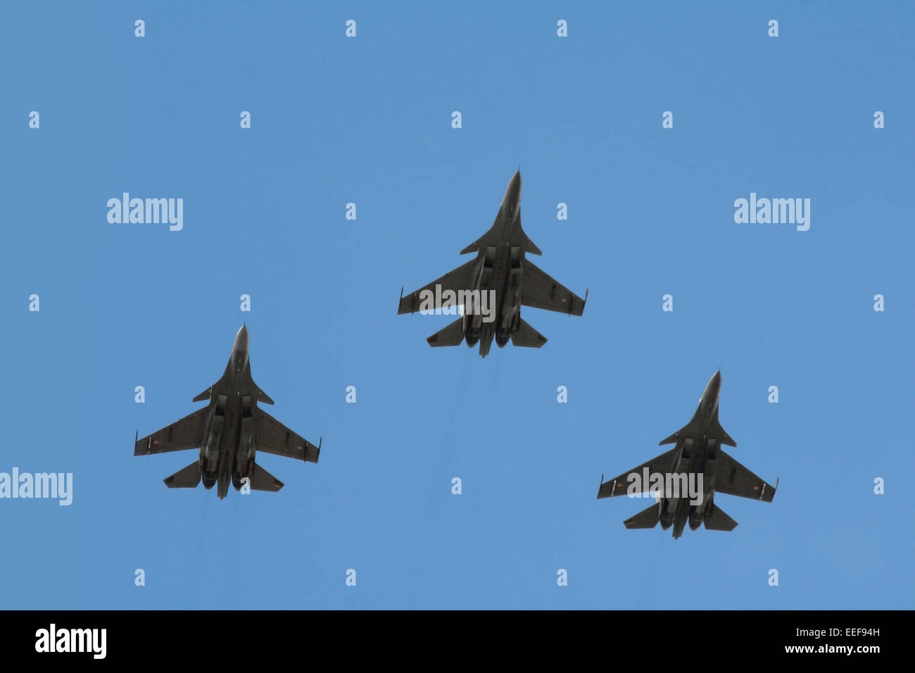 Formation of Sukhoi Fighter Jets Stock Photo - Alamy