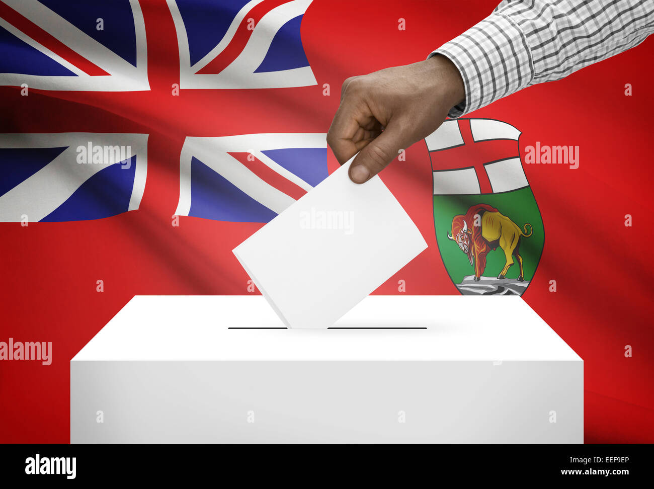 Voting concept - Ballot box with Canadian province flag on background ...