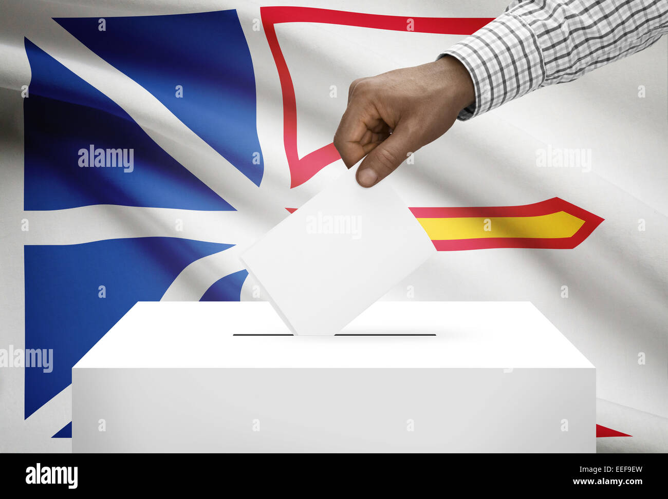 Voting concept - Ballot box with Canadian province flag on background ...