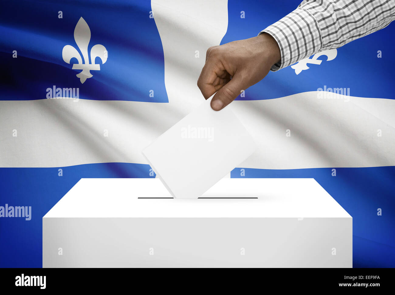 Voting concept - Ballot box with Canadian province flag on background ...