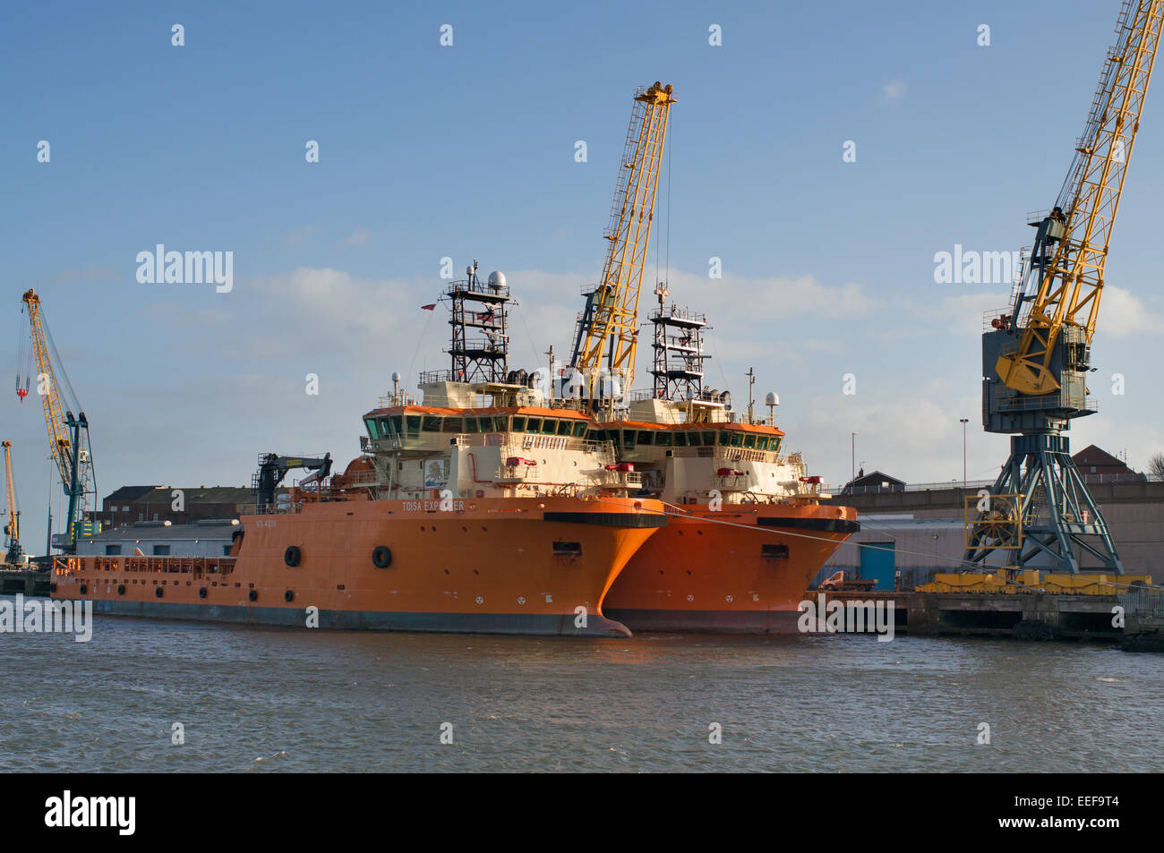 Offshore support vessels Toisa Envoy and Toisa Explorer moored in the ...