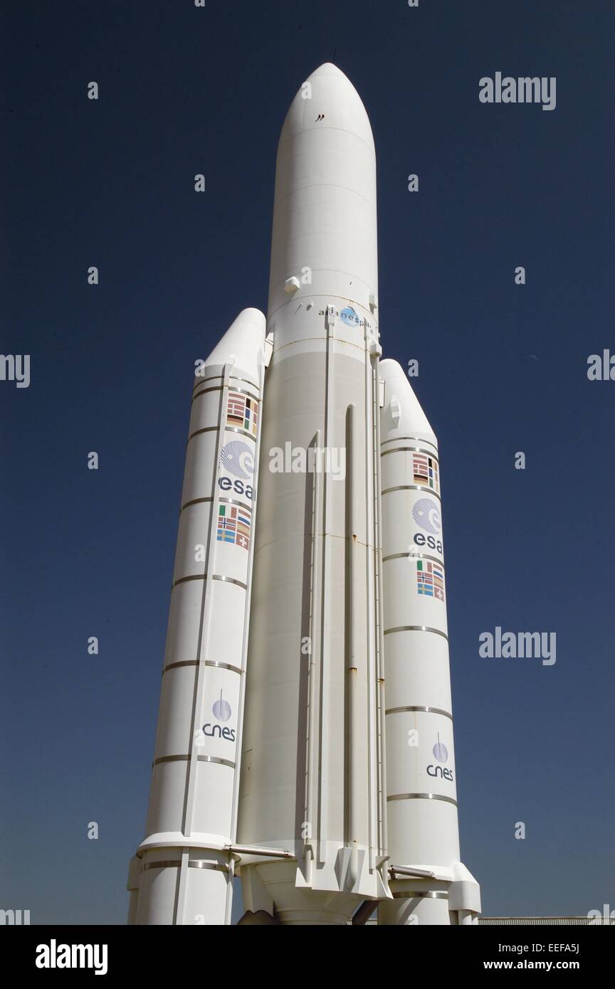 Ariane rockets on display at the Museum of aerospace at the airport in ...