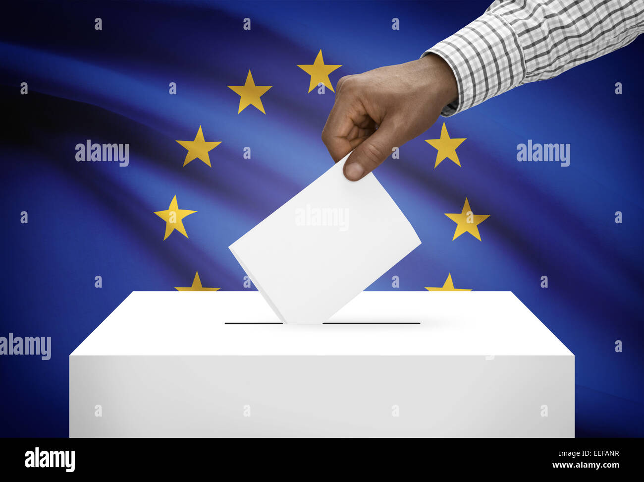 Ballot box with national flag on background - European Union - Europe ...