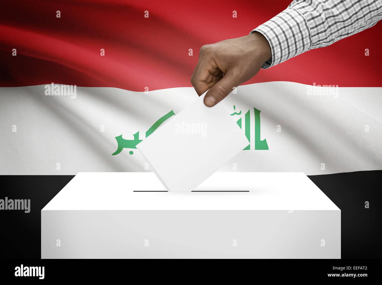 Ballot box with national flag on background - Iraq Stock Photo - Alamy
