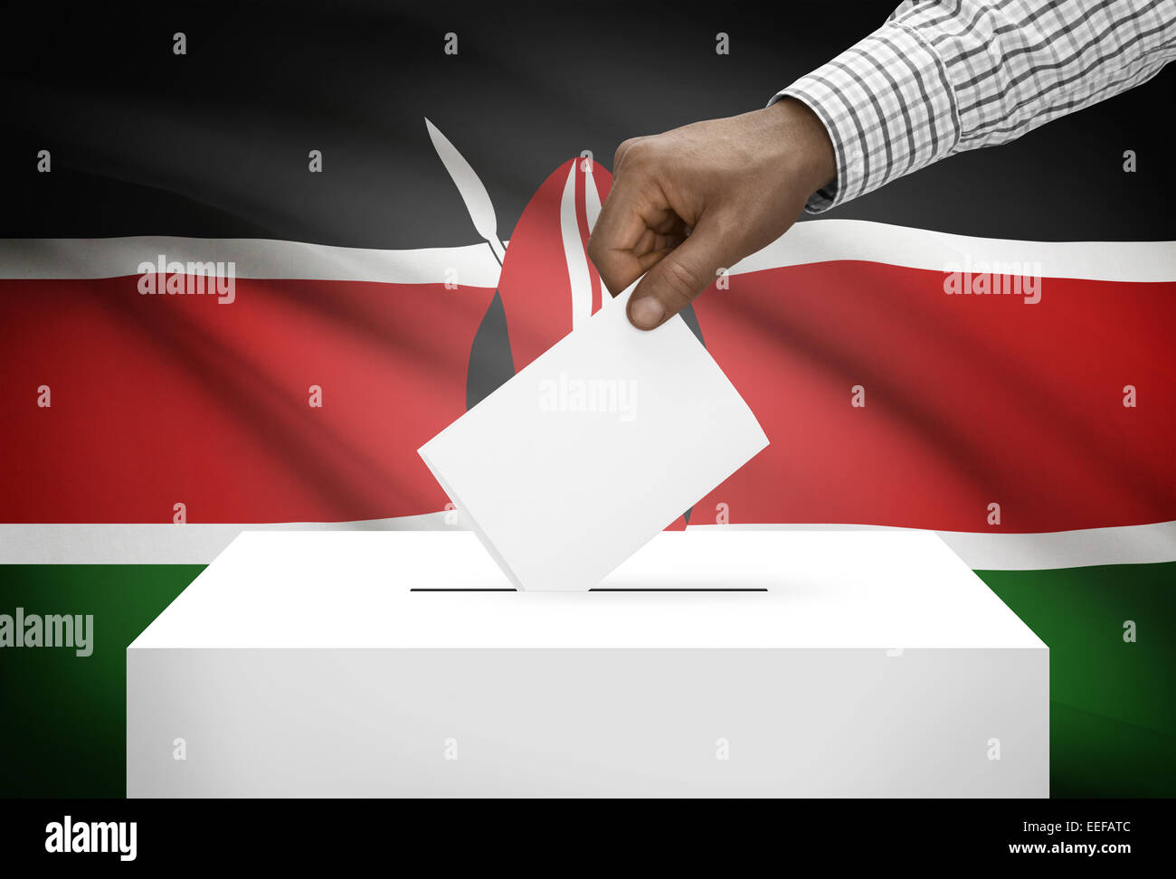 Ballot box with national flag on background - Kenya Stock Photo - Alamy