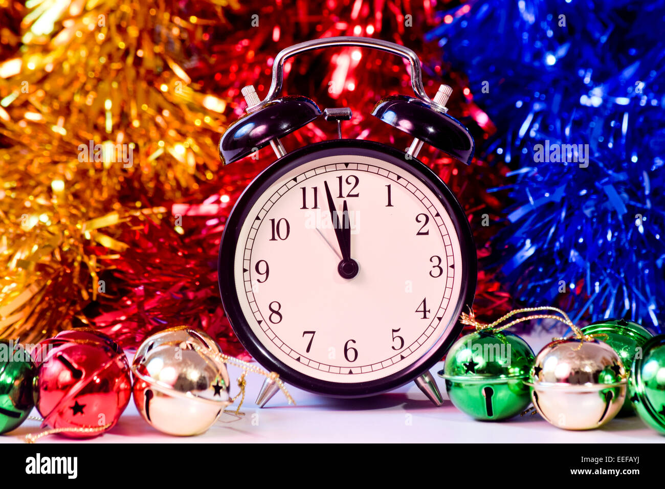 Clock at new year Stock Photo - Alamy