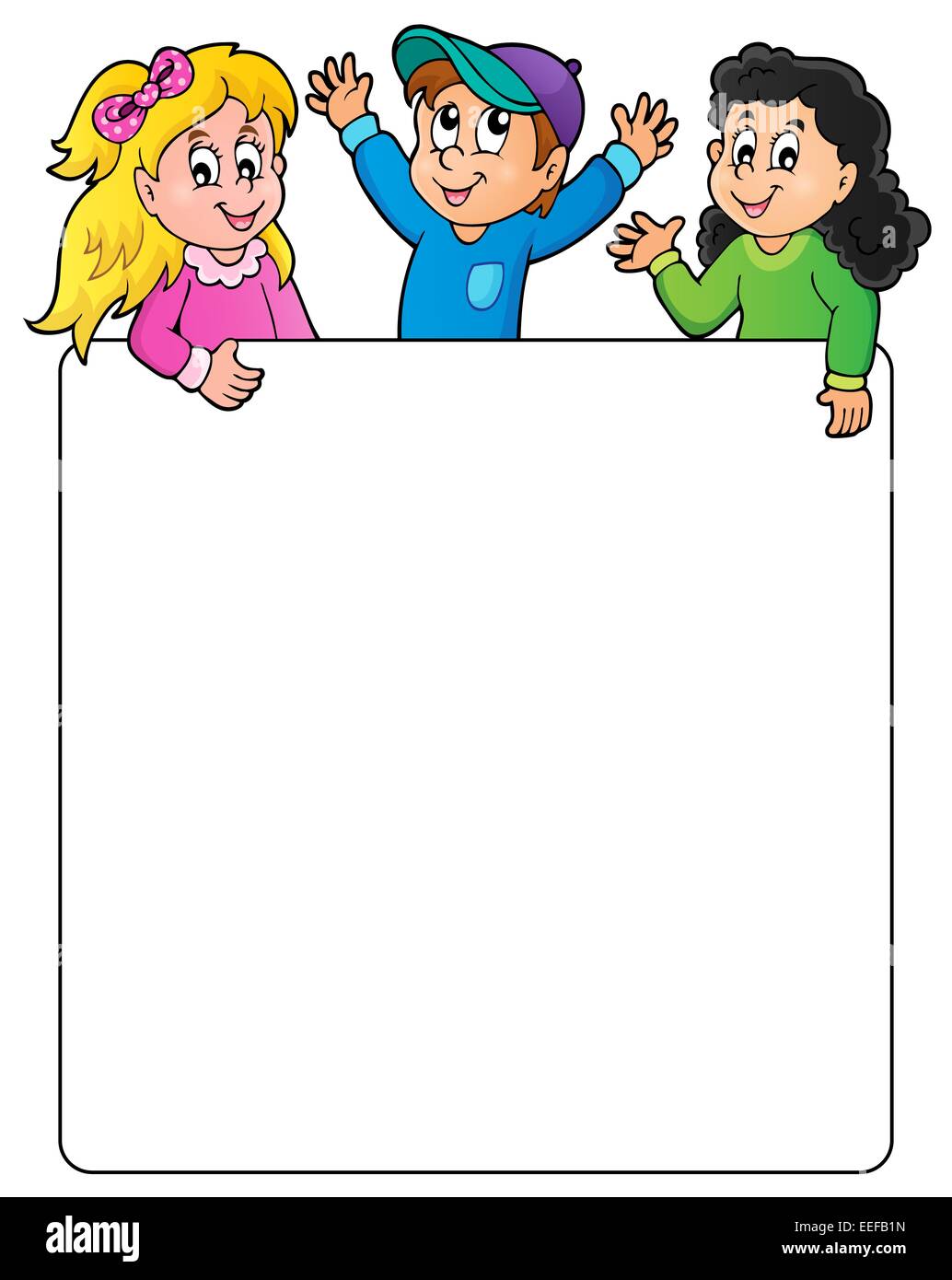 Blank frame with happy kids - picture illustration Stock Photo - Alamy