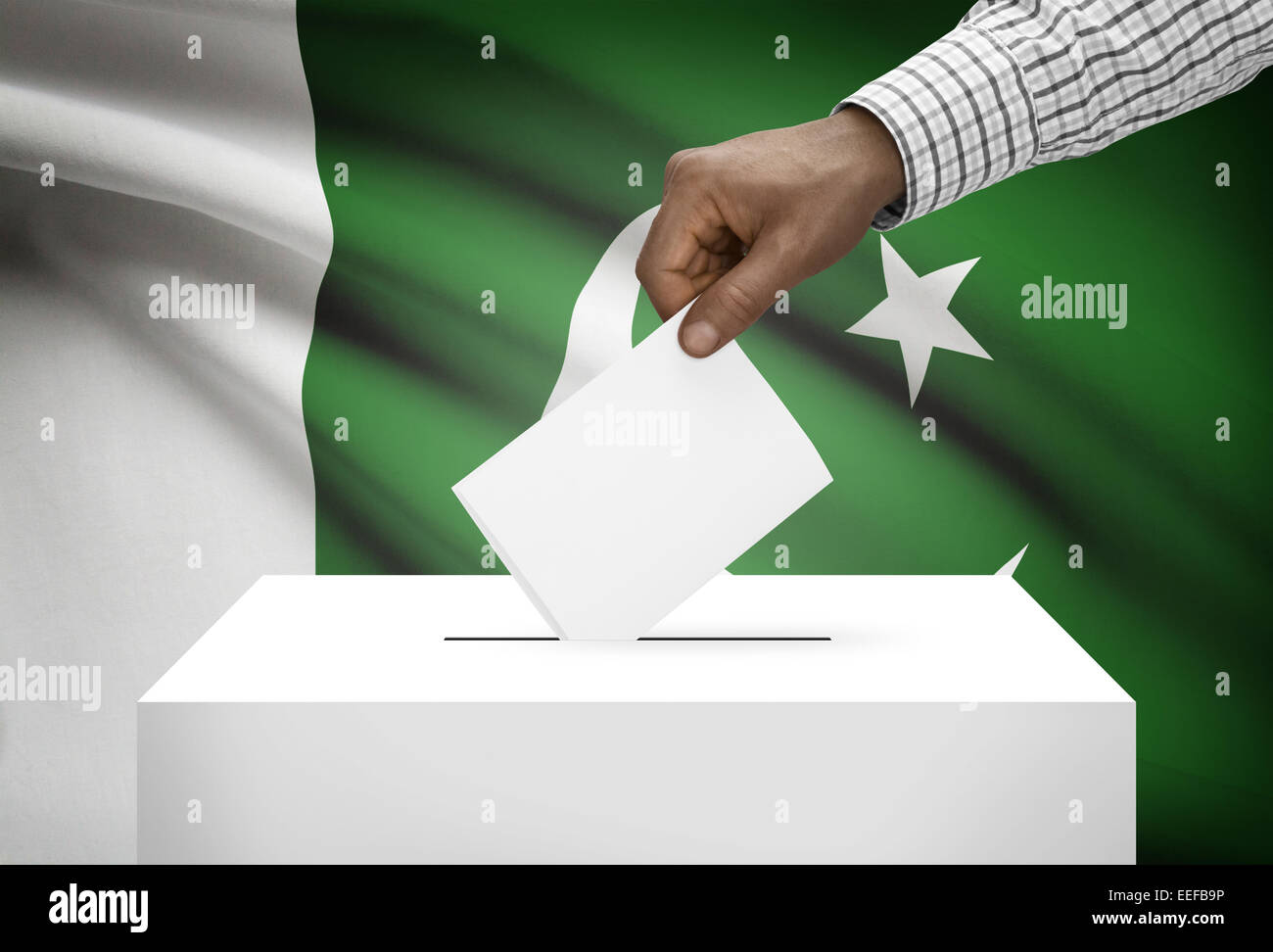 Ballot box with national flag on background - Pakistan Stock Photo - Alamy