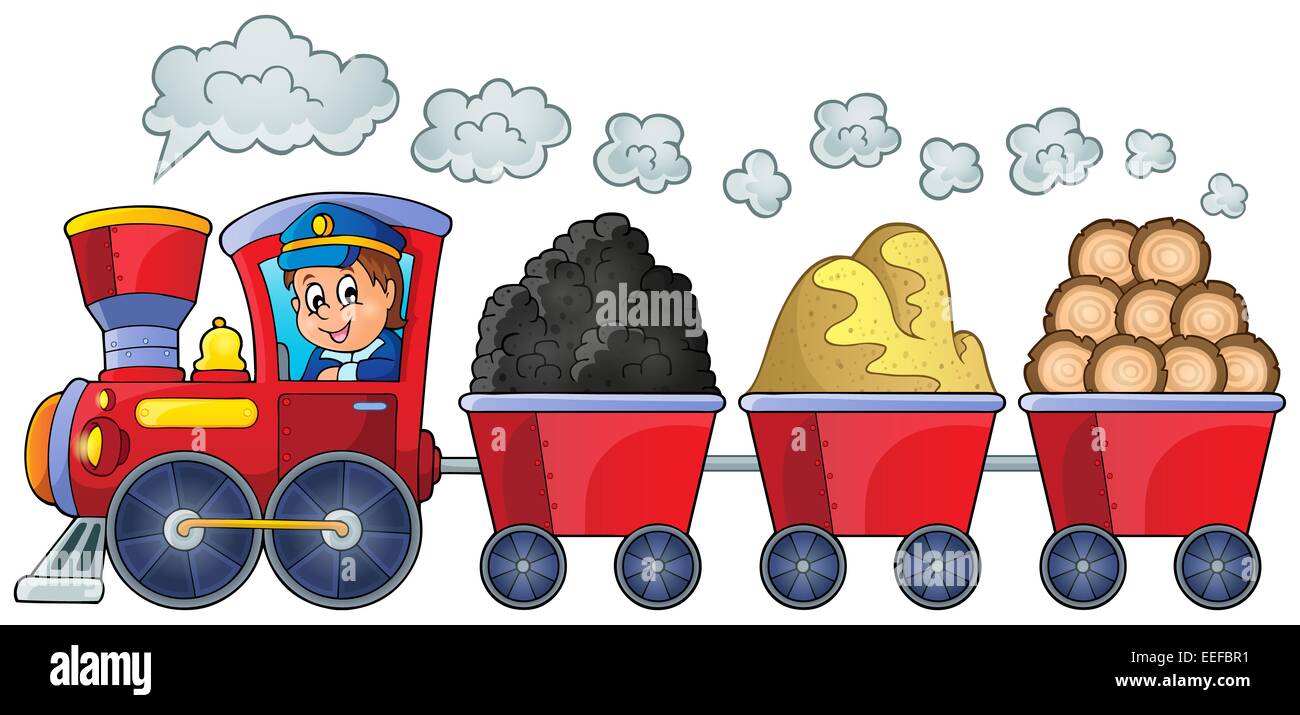 Train with various materials - picture illustration Stock Photo - Alamy