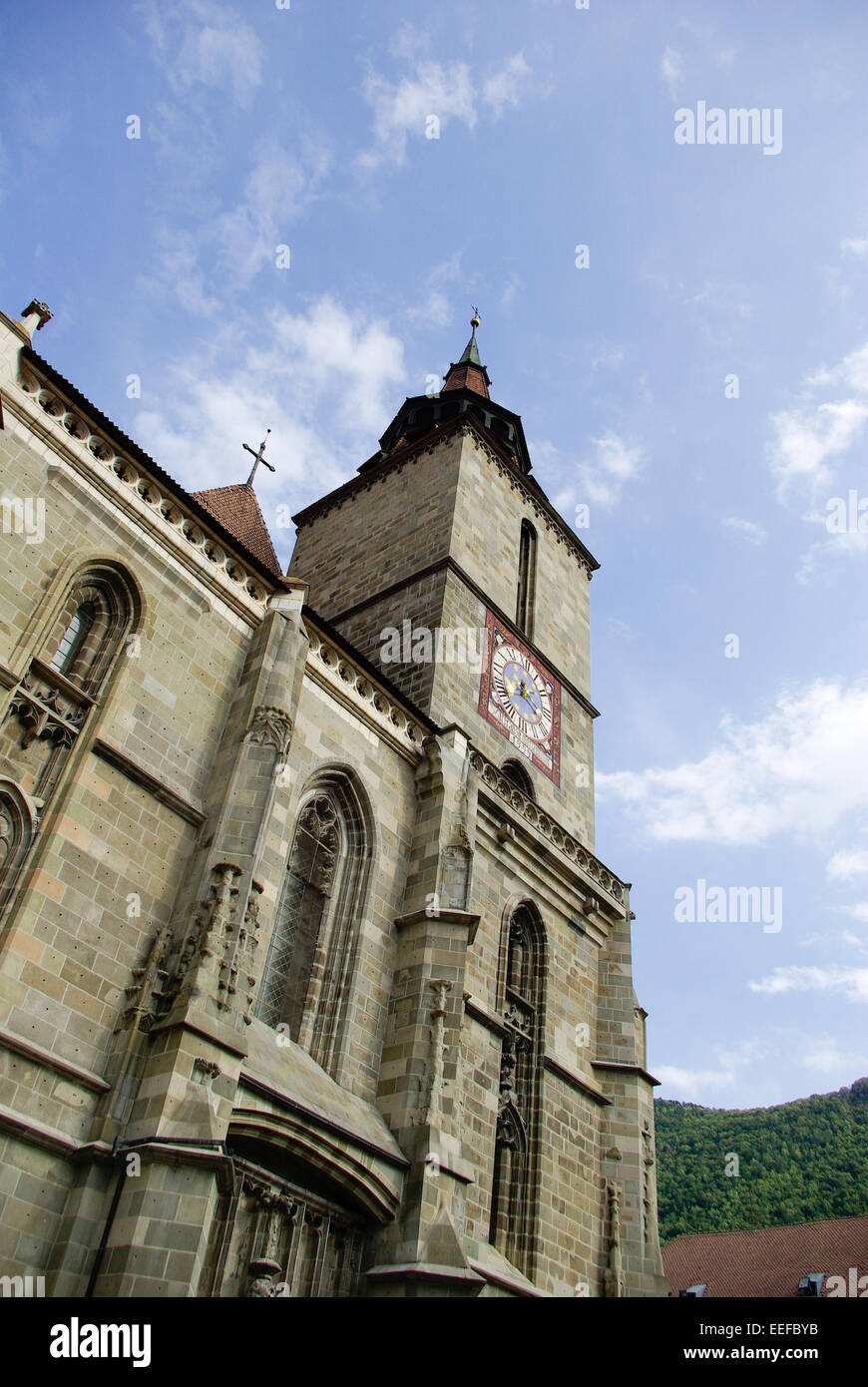 Black Church Brasov, Transylvania, Romania. The bell tower of Black ...
