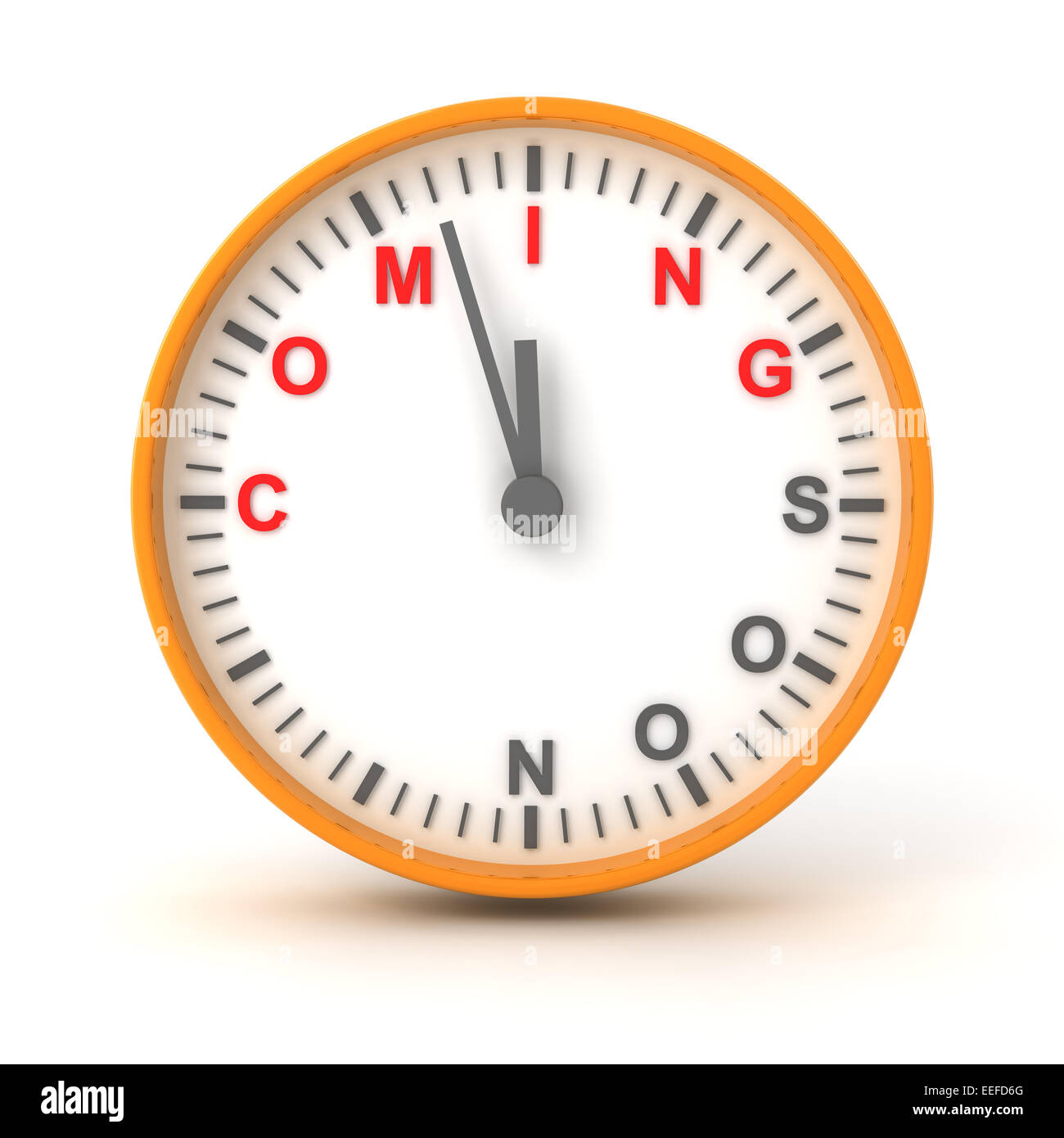 Clock with coming soon text, 3d render Stock Photo - Alamy