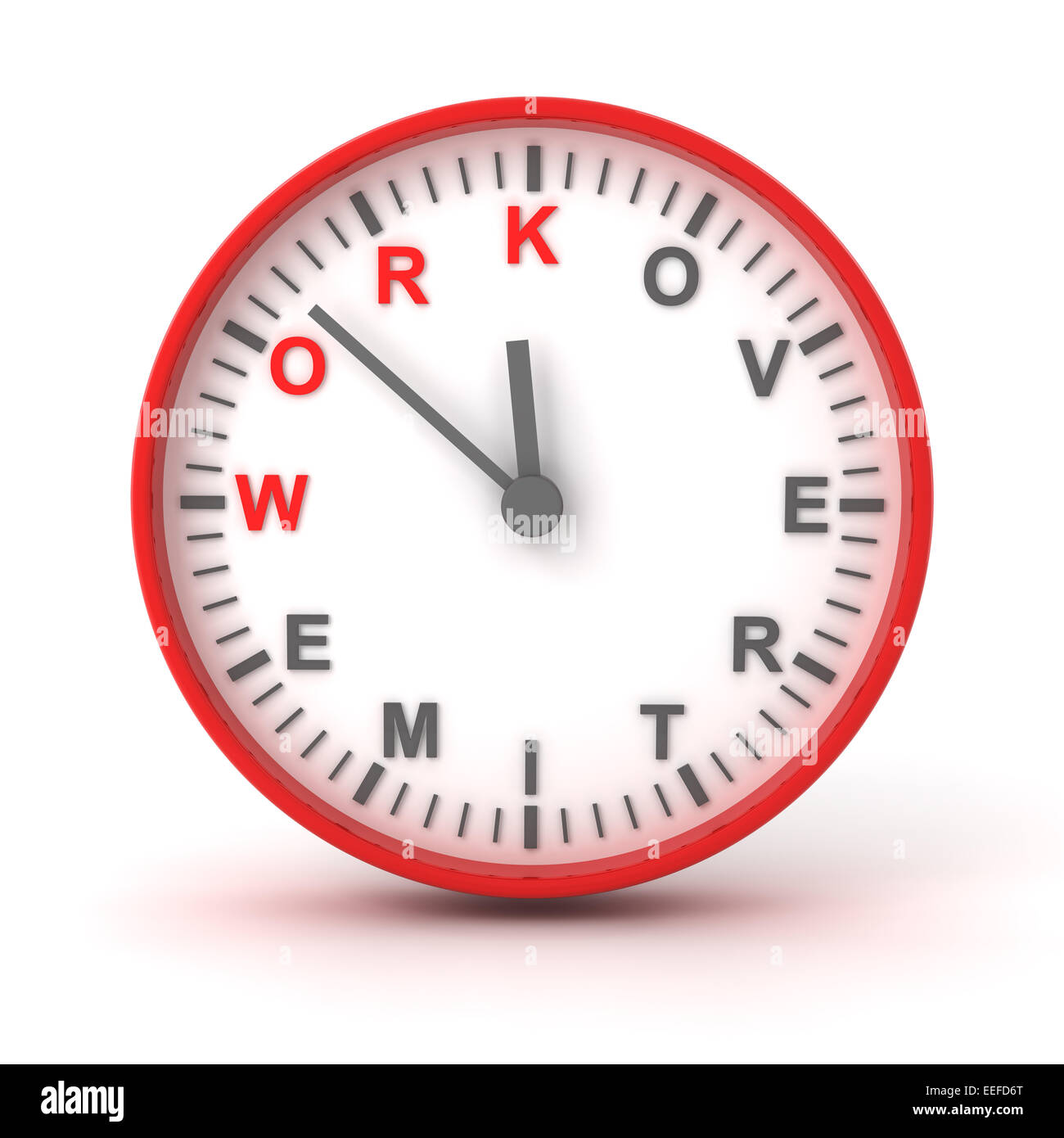 Clock with work overtime text, 3d render Stock Photo - Alamy