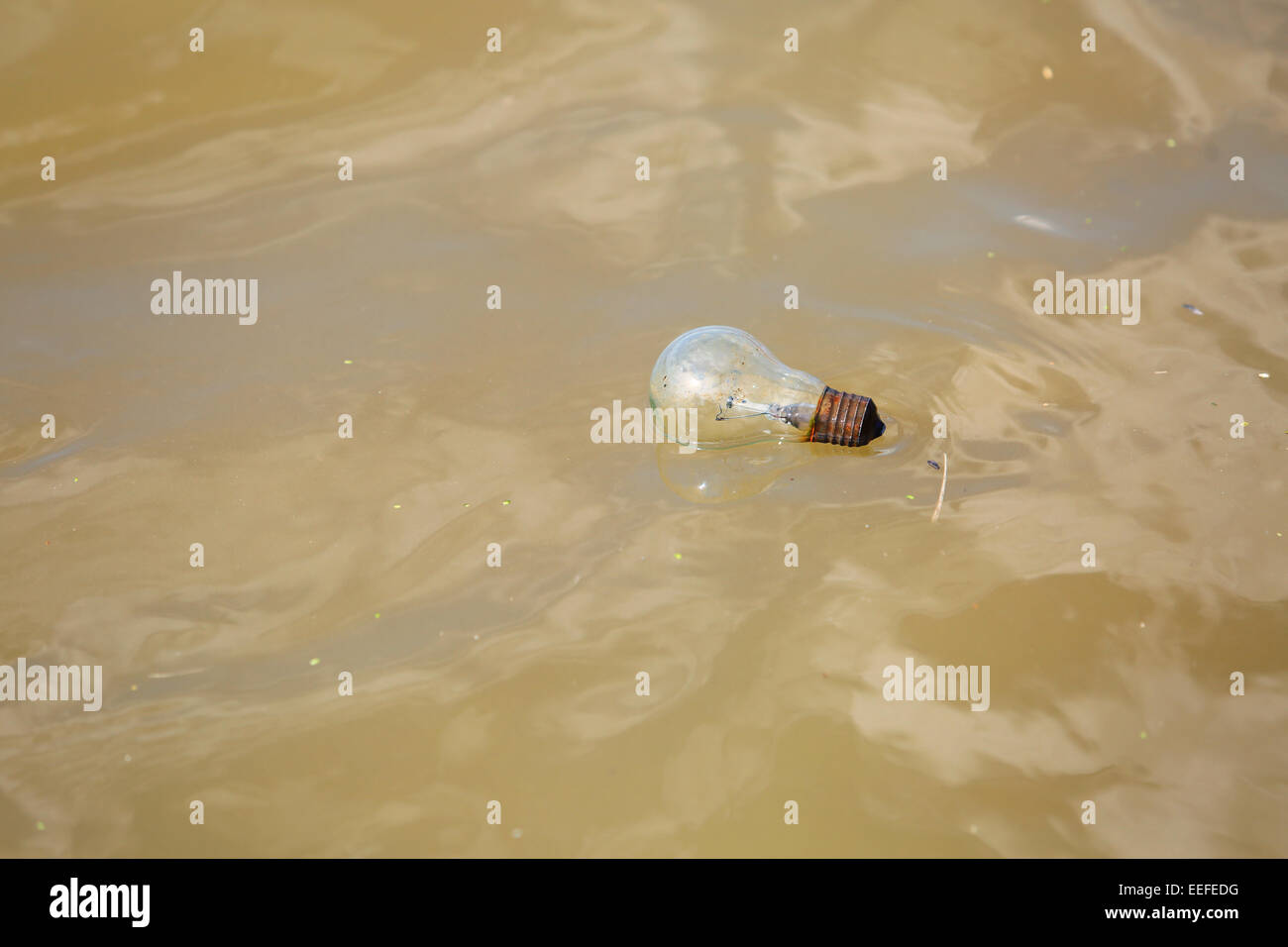 Light Bulb Floating on Dirty Yellow River Water Stock Photo - Alamy